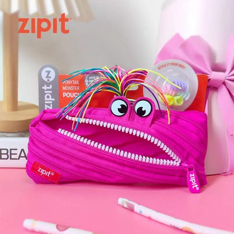ZIPIT Пенал Zipper Pencil Pouch, яркий розовый пенал для канцелярии из холста для школы и творчества — фото 1