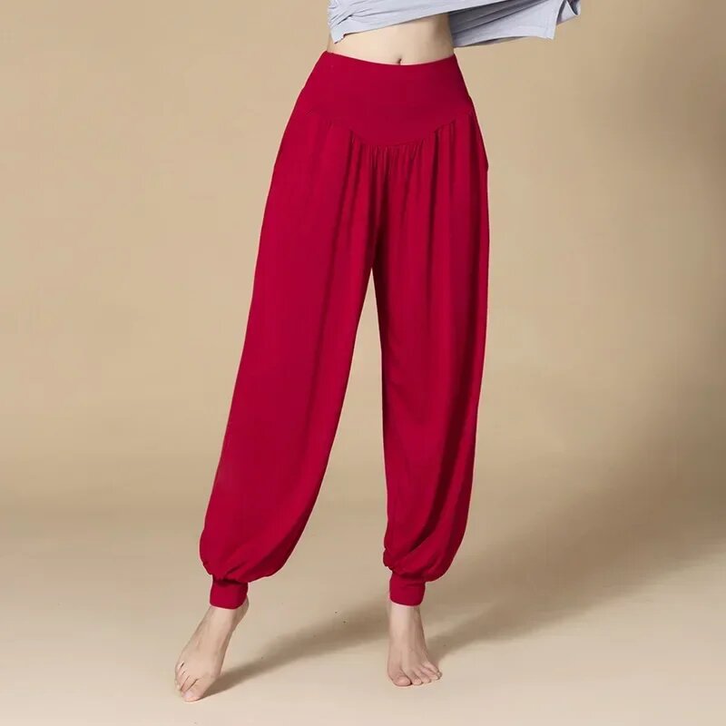 Красные шаровары женские XL, свободные штаны для йоги