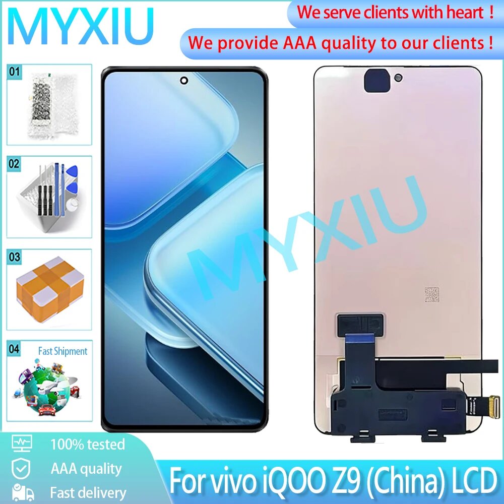 6,78 "AMOLED для vivo iQOO Z9, китайский ЖК-дисплей с цифровым преобразователем сенсорного экрана в сборе для vivo iQOO Z9, китайский ЖК-дисплей V2361A, замена дисплея