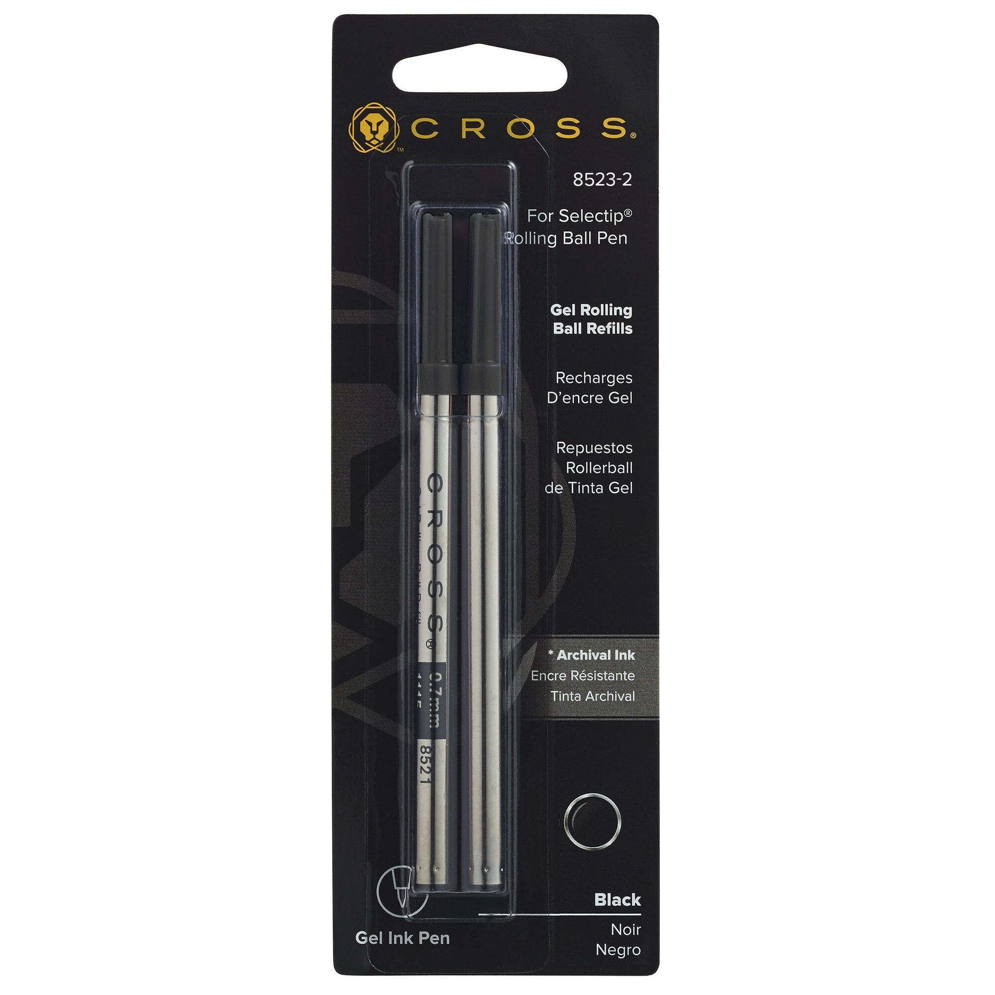 Стержень Cross для ручки-роллера стандартный, средний, черный, 2 шт. / блистер, 8523-2