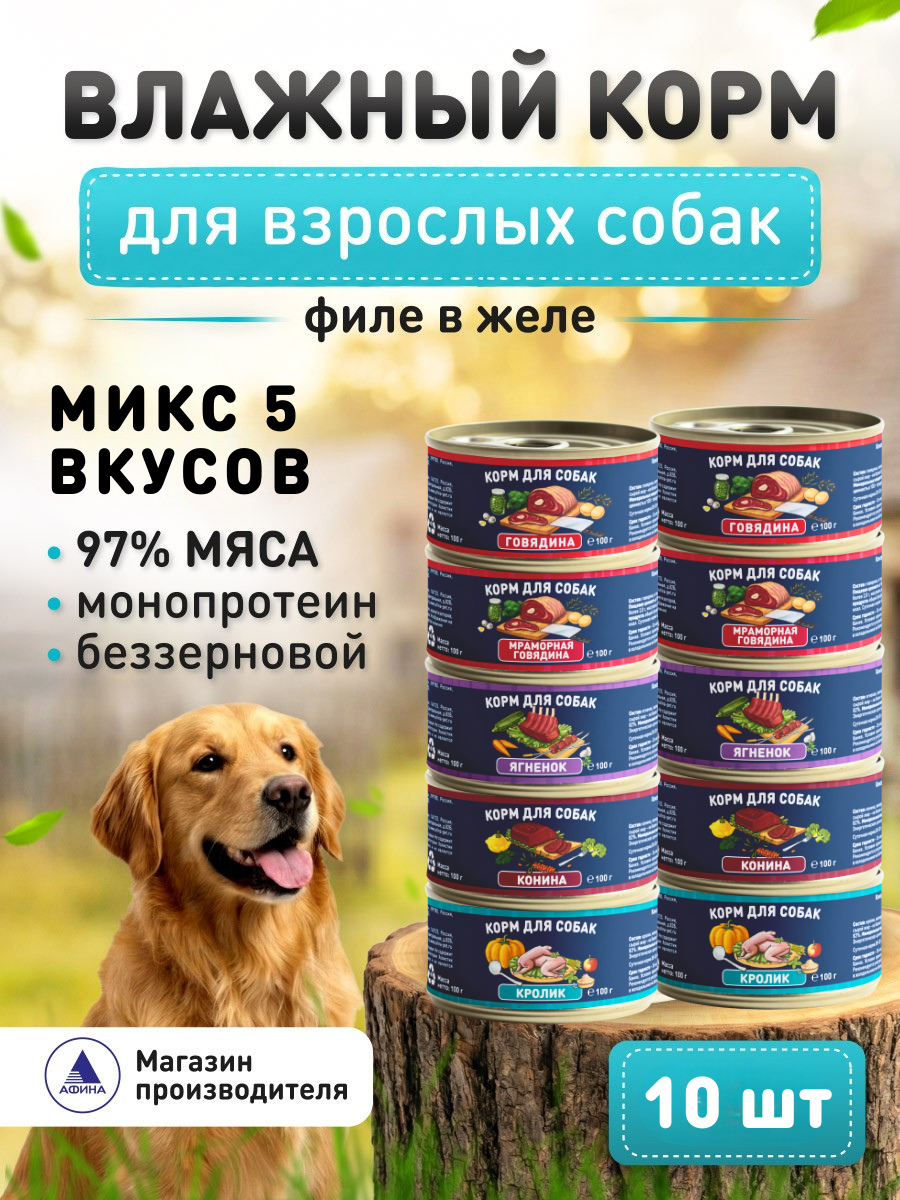 Влажный корм для собак Solid Natura Holistic Ассорти из 5 вкусов, упаковка 10 шт х 100 г