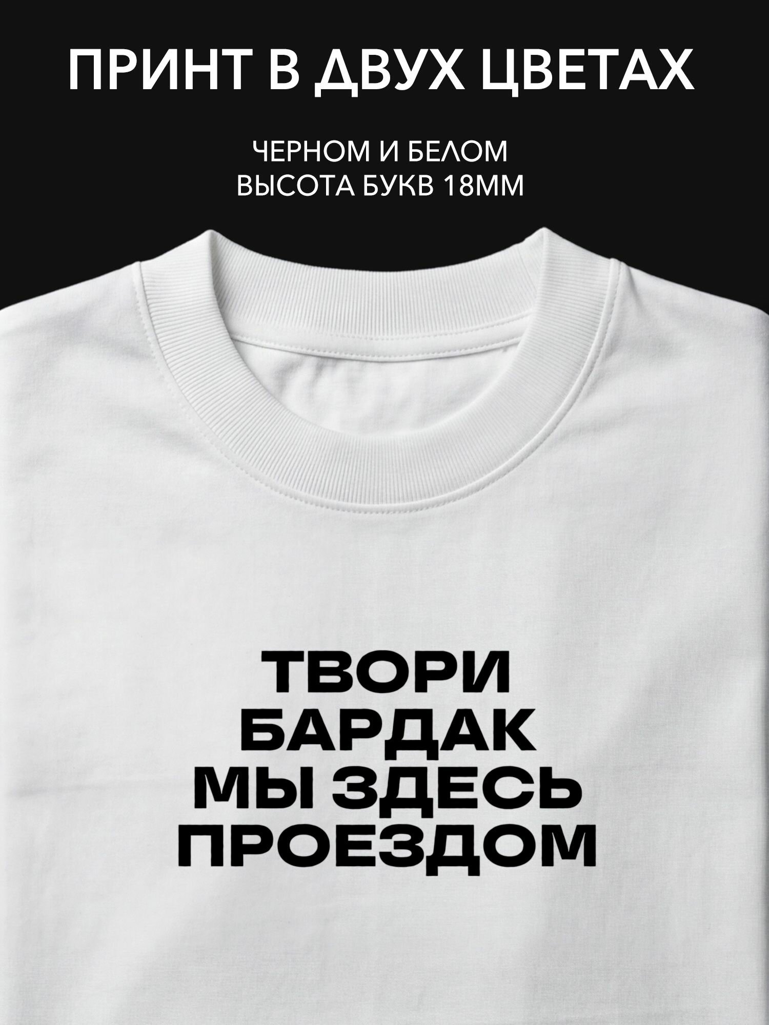 Термопринт надпись "Твори бардак, мы здесь проездом" на одежду для тематических вечеринок и ярких событий