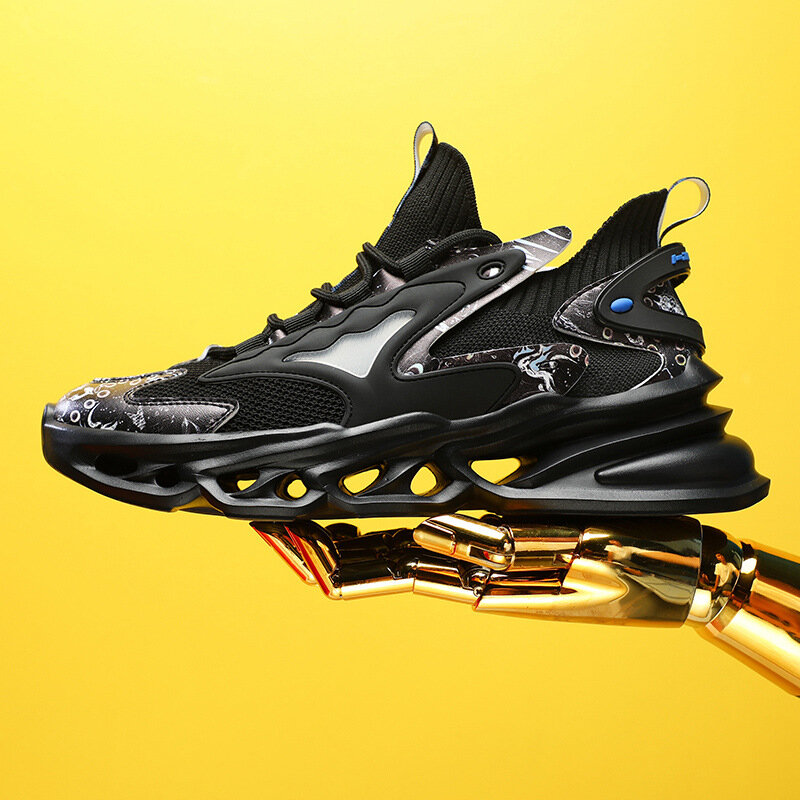 Кроссовки-носки большого размера 46, модные повседневные, спортивные кроссовки Flyknit, мужские кроссовки в китайском стиле, дышащие, высокие, на толстой подошве, спортивные кроссовки в стиле «папиных кроссовок». EU:42