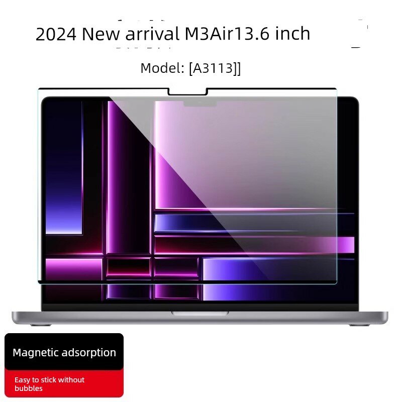 Магнитный антибликовый экран для Apple MacBook Air 2024 M3 13,6 дюйма с микрофибровой салфеткой