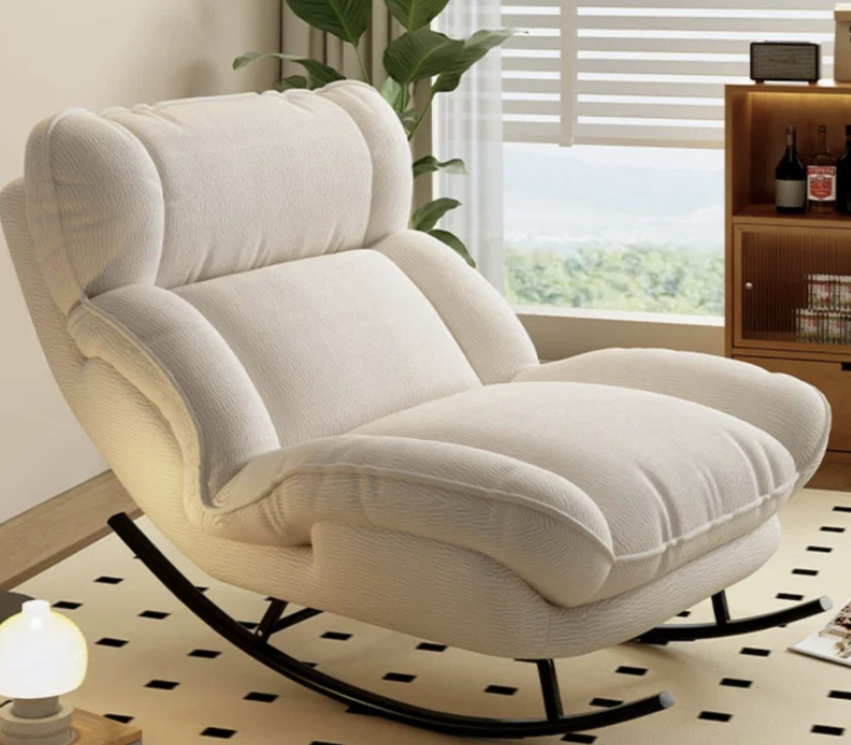 Ленивый диван-качалка с откидывающейся спинкой, 100*80 см, белый