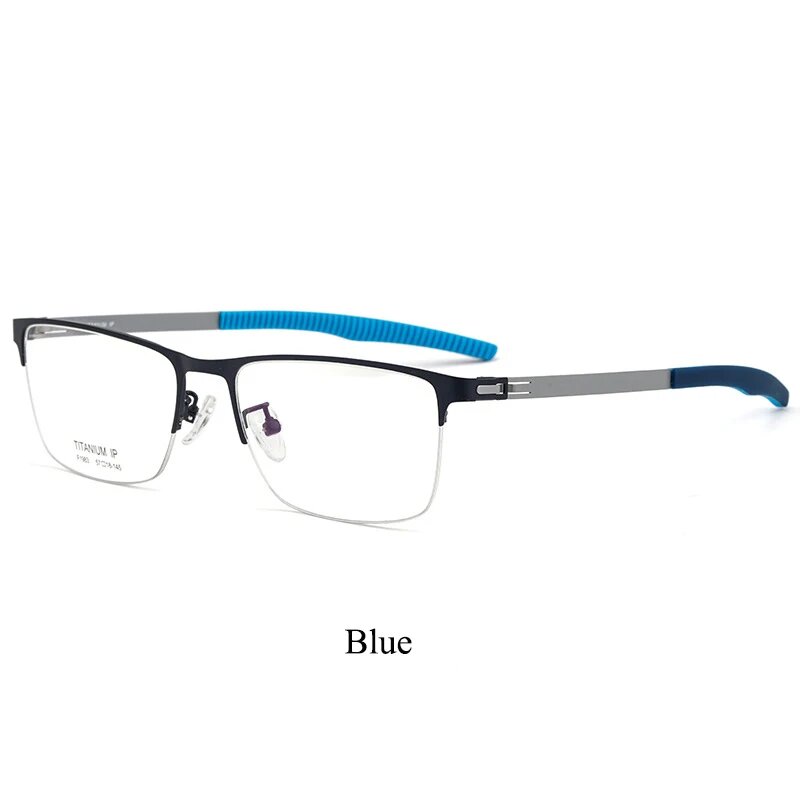 Мужские очки BCLEAR титановые полуободковые, blue