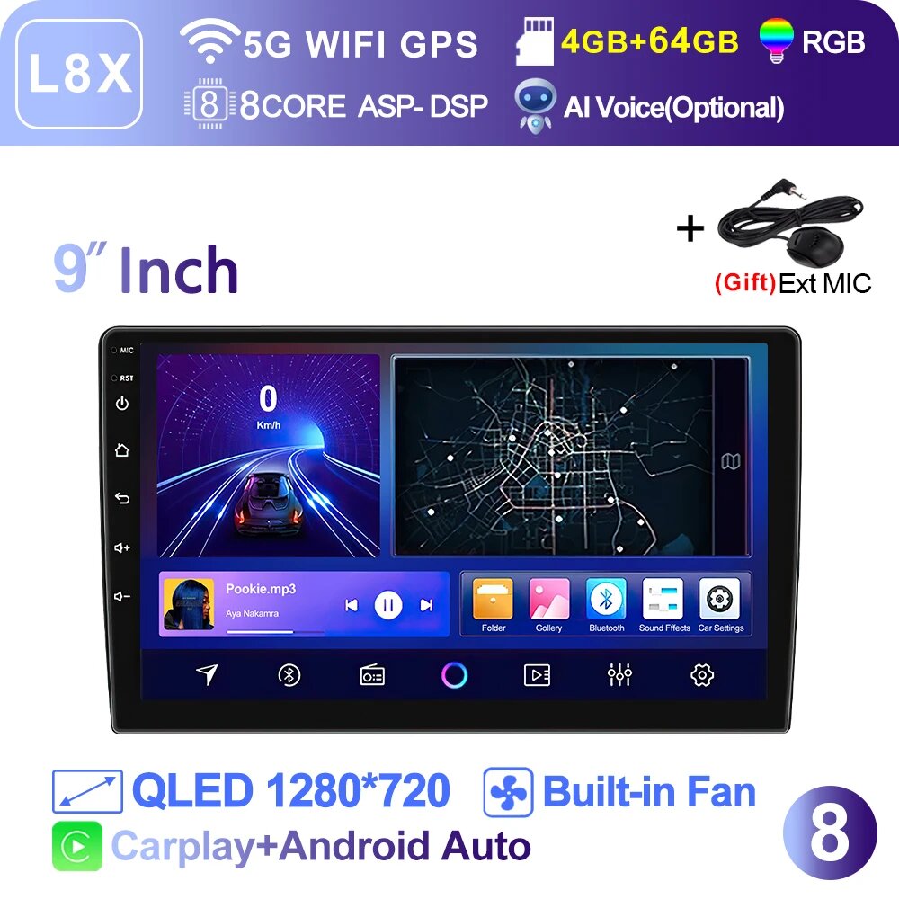 LEHX L8X 8Core 7/9/10' 2Din Android 15 Carplay Радио Автомобильное Мультимедийное 9-L8X(4-64GB)