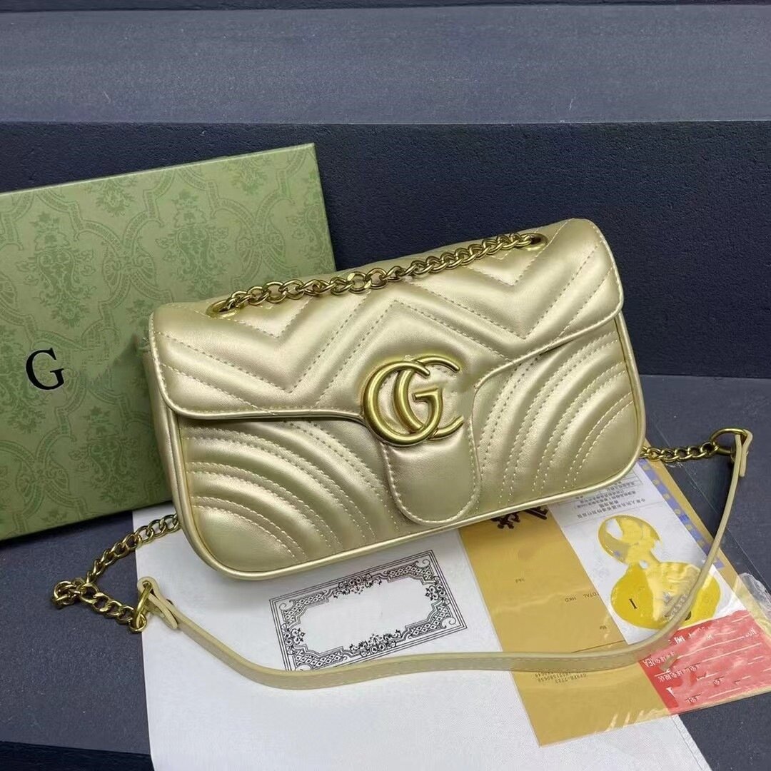 Женская сумка Double G, классическая стеганая сумка Gucci в стиле Chanel с цепочкой, модная сумка премиум-класса на плечо и через плечо.