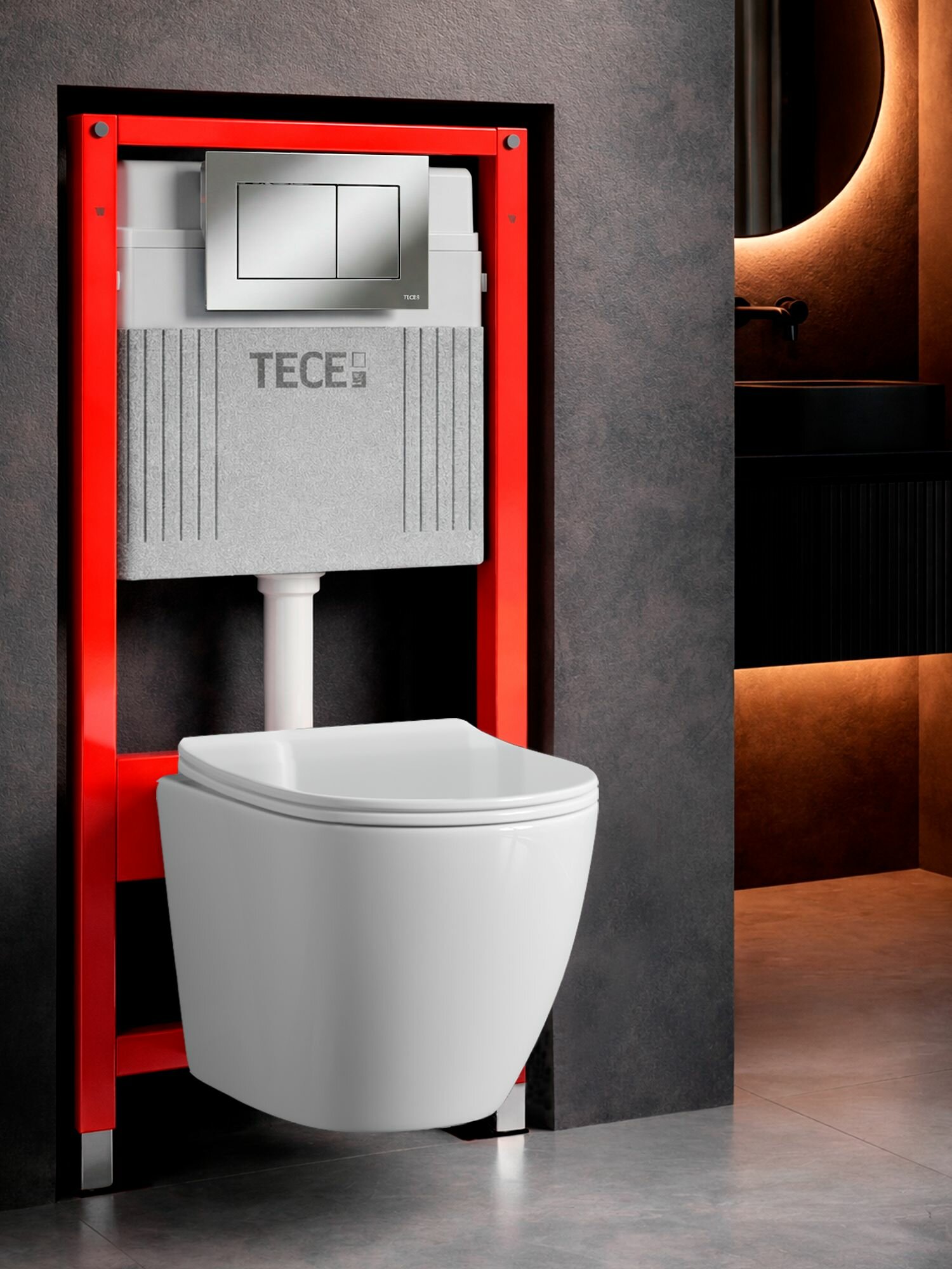 Инсталляция с унитазом комплект: унитаз подвесной Helmken 35490101, безободковый, сиденье с микролифтом из дюропласта, инсталляция TECE, шумоизоляция, кнопка смыва