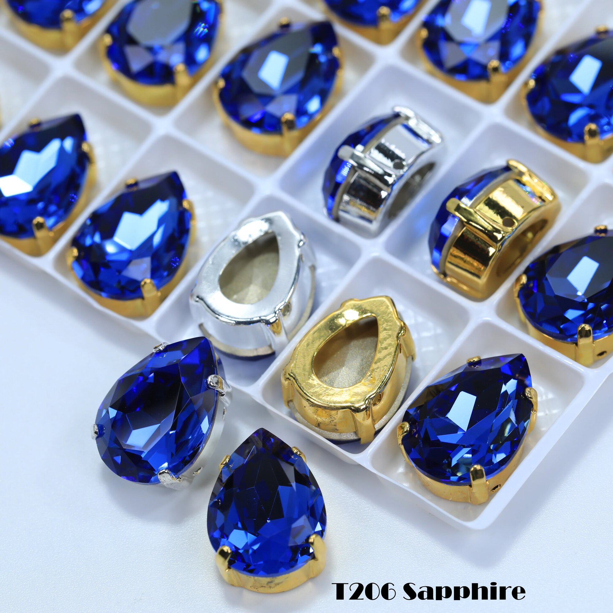 Стеклянные стразы AAA класса для рукоделия Silver Claw, 72Pcs 6mm8mm, T206 Sapphire