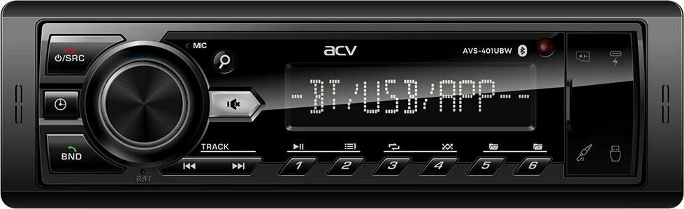 Автомагнитола ACV AVS-401UBW 1DIN 4х50 Вт, v5,0 USB 2,0 AUх 1,3" 2 RDS (43343)