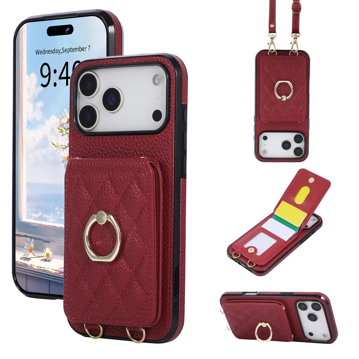 Кожаный Чехол Для iPhone 7/8/12/11/13/14/15/16E/17 Pro Max Air 16 Plus iPhone 12 mini, Красный, Red