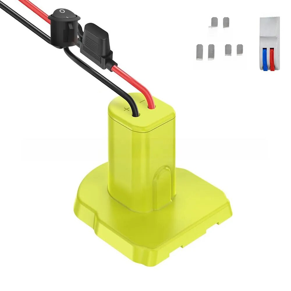 Самодельный адаптер для питания с кабелем для никель-литийных аккумуляторных инструментов марки RYOBI с номинальным напряжением 18В, переключателем