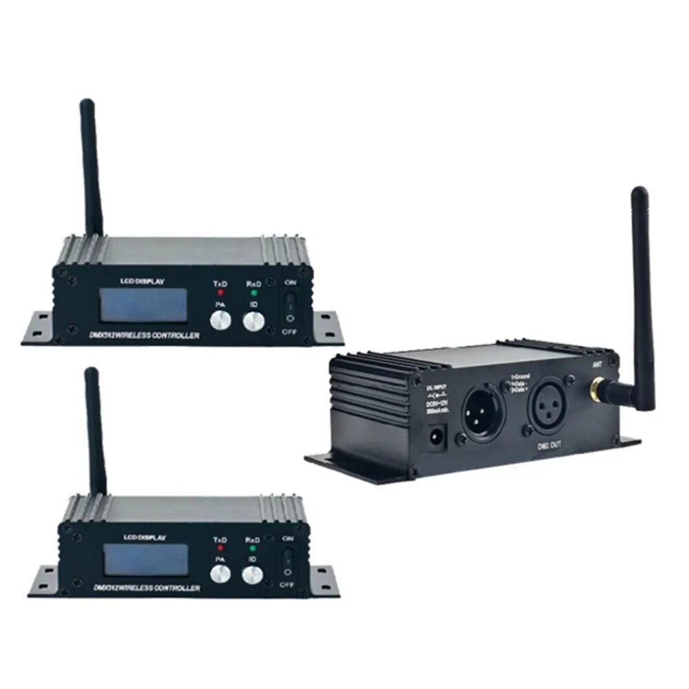 Беспроводной контроллер DMX 512, приемник-передатчик, ЖК-дисплей, вилка стандарта ЕС (черный).