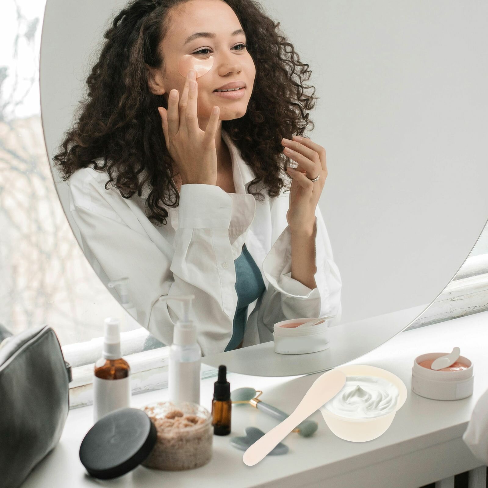 Миска Для Смешивания Масок, Силикон, Круглая Форма, Использование В Домашних Условиях, 1 Комплект