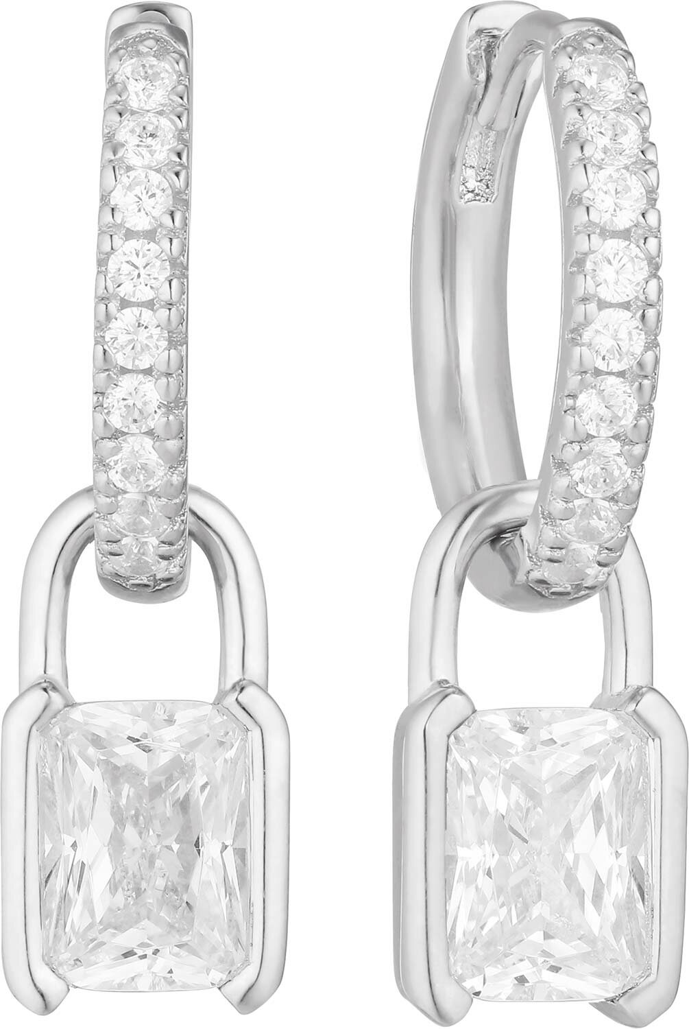 Серьги конго, с подвесками, серебро, 925 проба, родирование, фианит