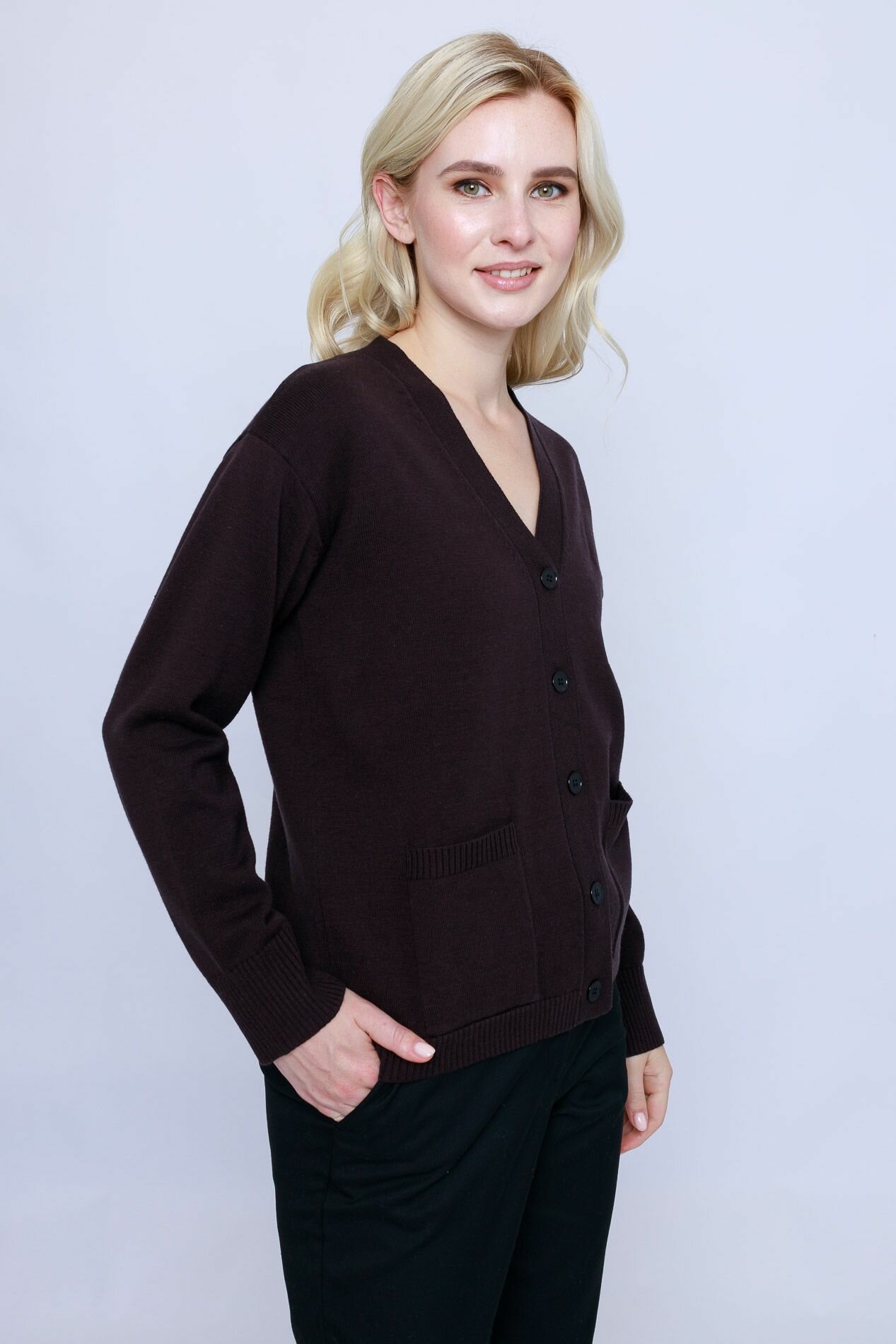 Кардиган KHAN Cashmere, размер 3XL-4XL(54-56), коричневый — фото 1
