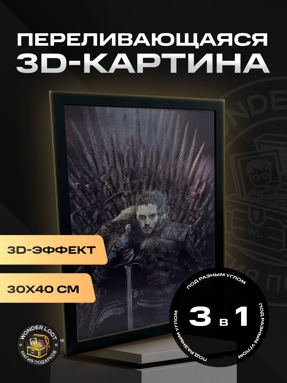 Переливающаяся, Картина, 3D " Игра престолов " -- WonderLoot