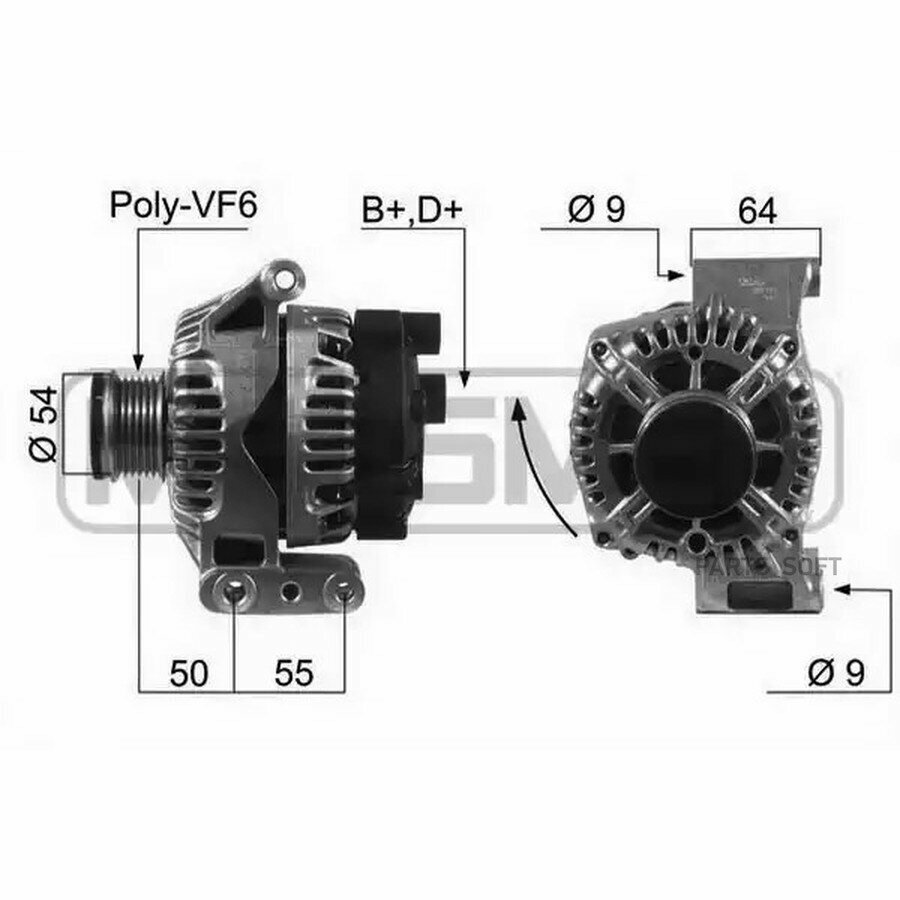 ERA 210451 Генератор FIAT DOBLO, OPEL ASTRA H 1.3 diesel