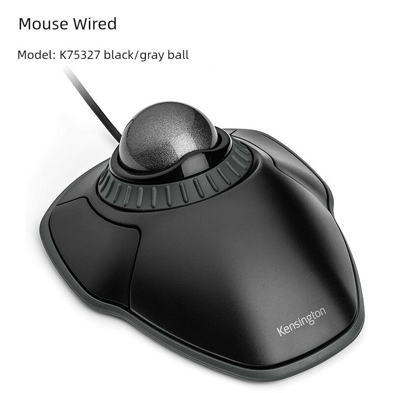 Американская трекбол-мышь Kensington для рисования CAD, удобная для ленивых рук, модель 72337 Черно-серая проводная