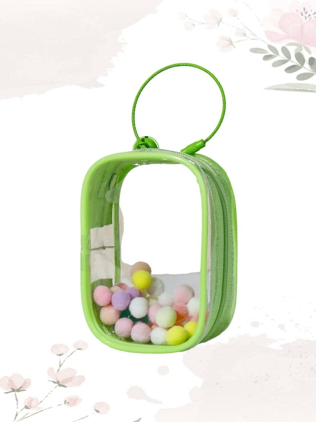 Прозрачный ПВХ-мешок для хранения детских вещей, Зеленый - Квадратный