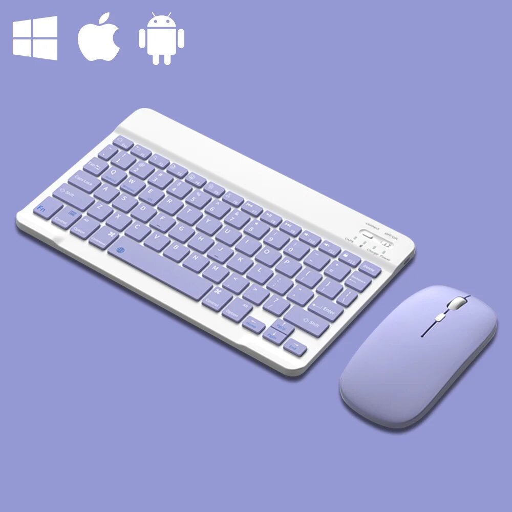 Беспроводная мини-клавиатура READYYEAH Bluetooth 78 клавиш Russian, blue and mouse