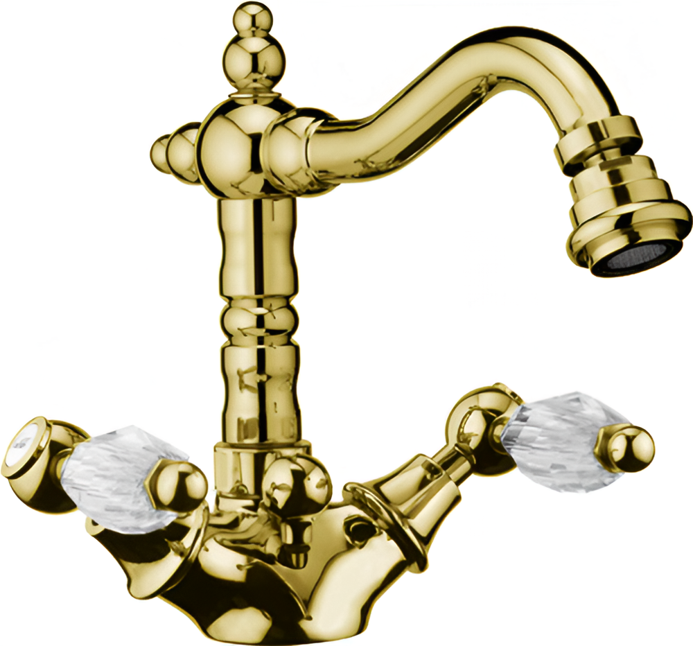 Смеситель для биде Alexandra AL710402010, латунь, золото, высокий поворотный излив, ручки Swarovski, Webert, Италия