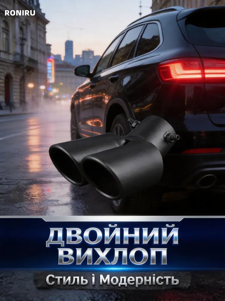 Насадка на глушитель, диаметр 60 мм, длина 195 мм арт. насадка на выхлопную трубу