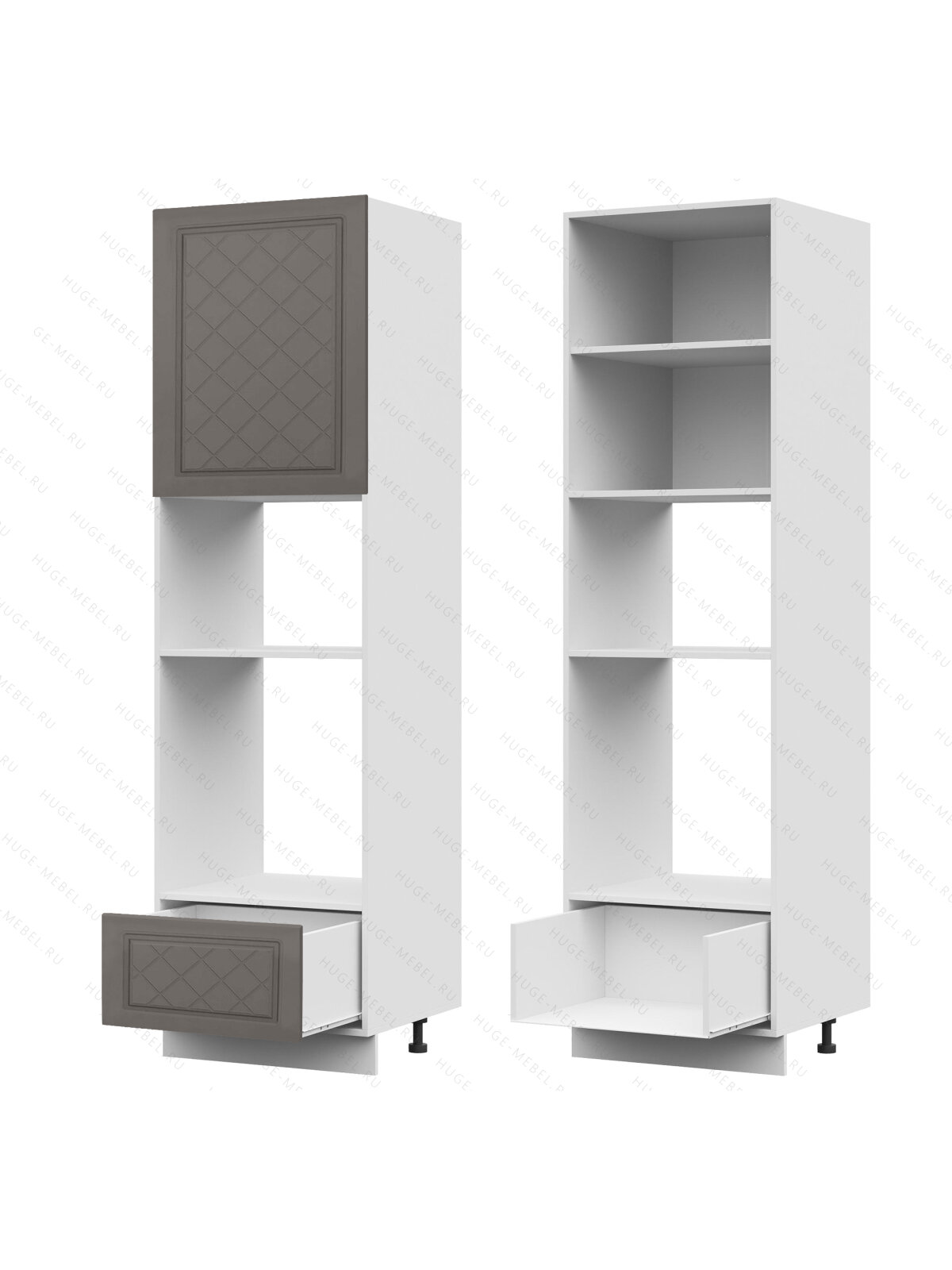 Пенал кухонный для встраиваемой техники 600 Модена (дуб серый) Huge Mebel. Ширина 600 Высота 2132. Модули кухонные нижние Huge Mebel. Ширина 600 Высота 2132