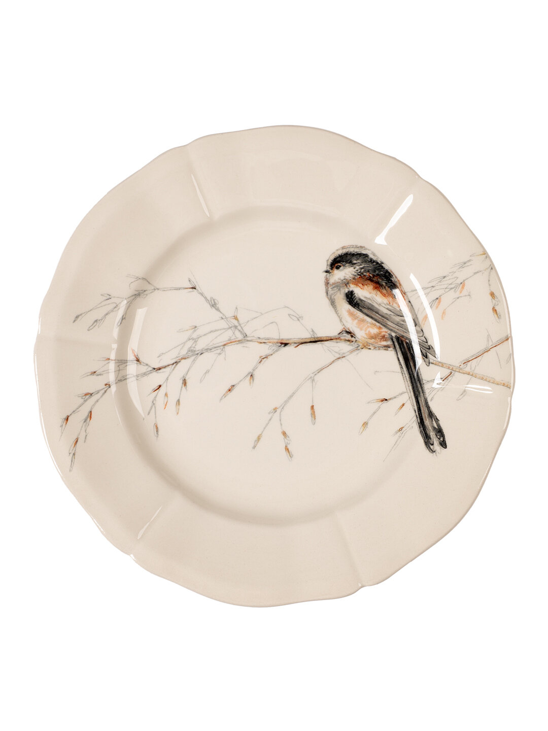Тарелка для канапе Gien Oiseaux Foret Синица, 17 см, фаянс, 1 шт.