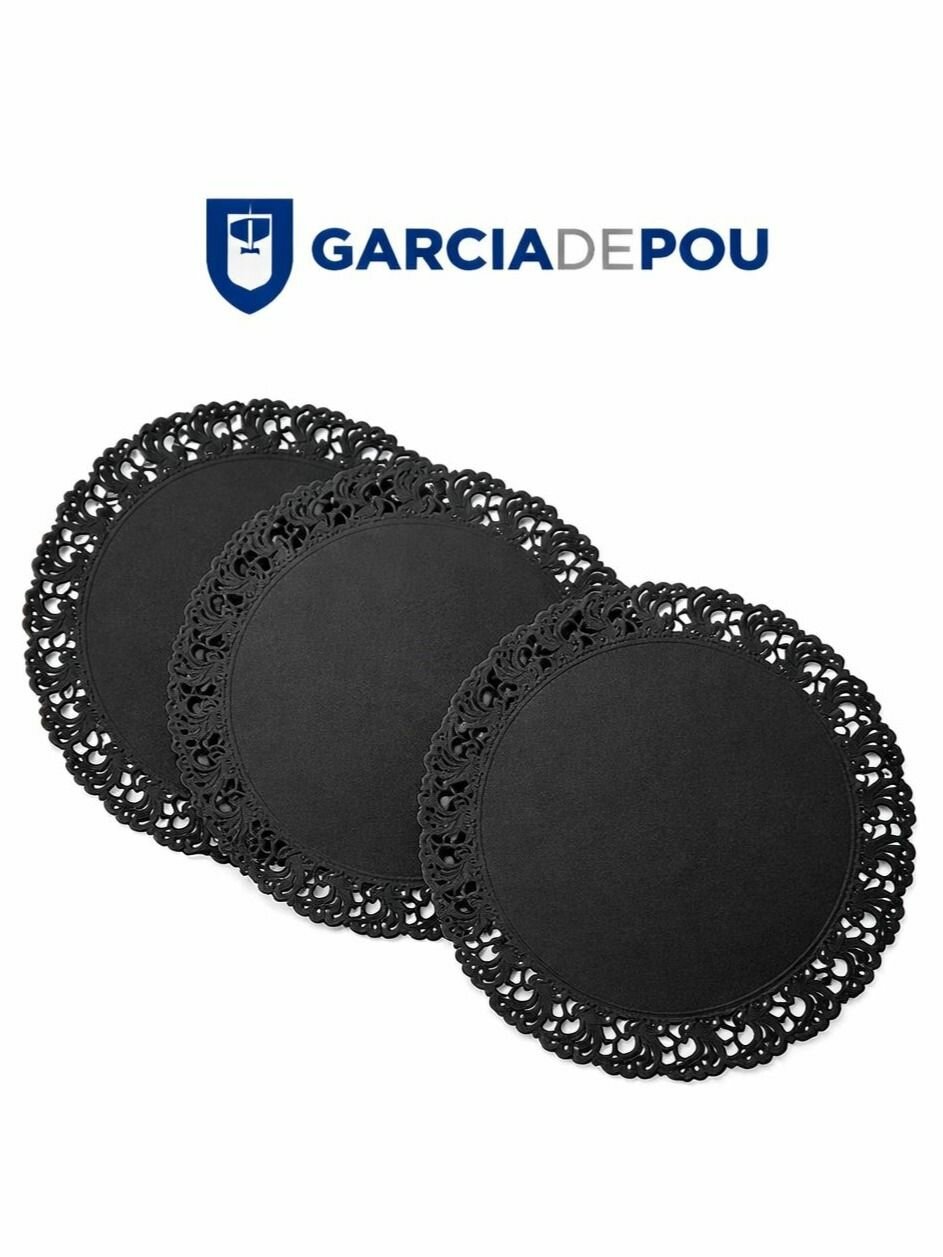 Салфетка, подложка бумажная черная, круглая 19 см 240 шт, Garcia de Pou. Испания