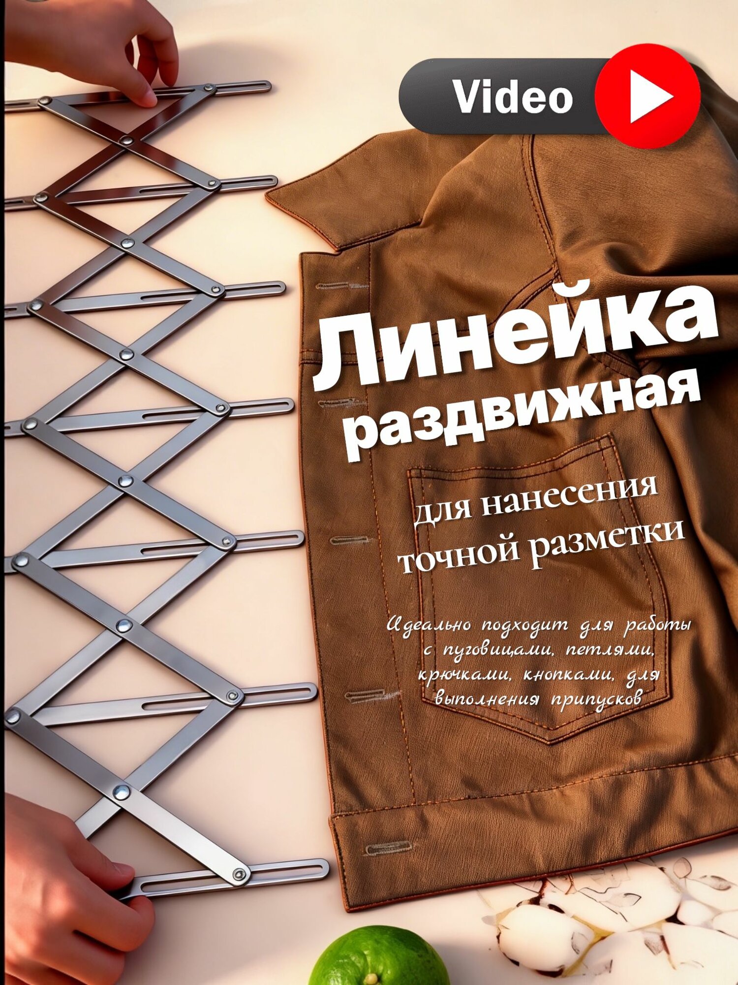 Раздвижная линейка для разметки на ткани