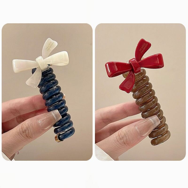 Весенне-летний милый инструмент для укладки волос с бантиком и эффектом пузырьковой косы, женская новинка 2026 года, высококачественная резинка для волос в виде телефонного провода.