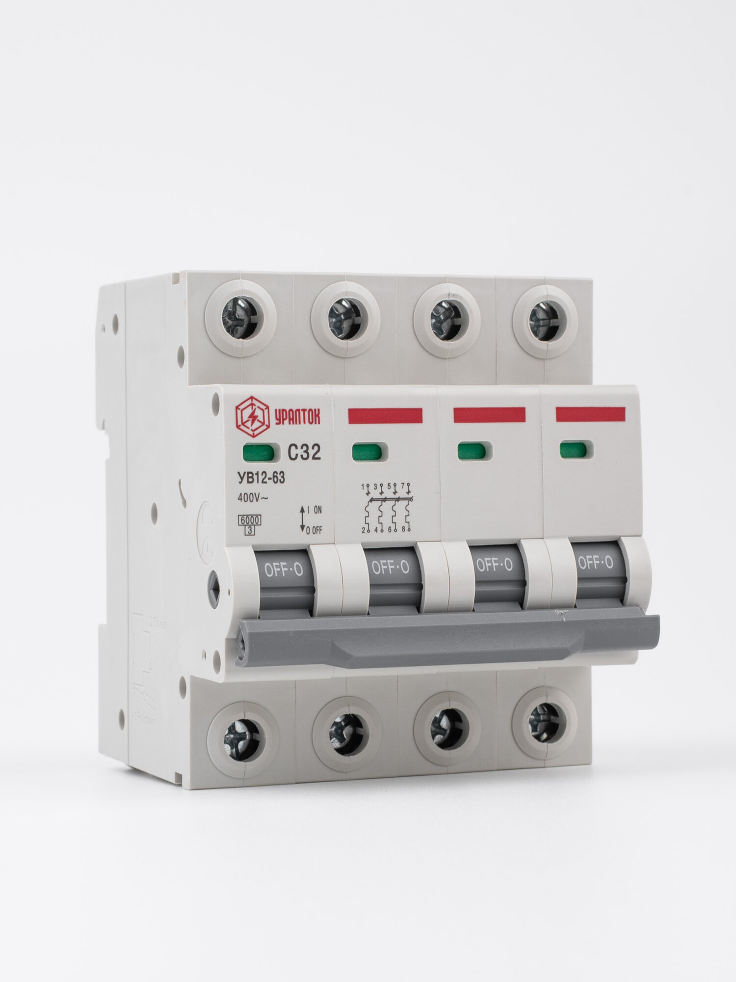 Автоматический выключатель уралток серии УВ12-63 4P32A6kA модульный