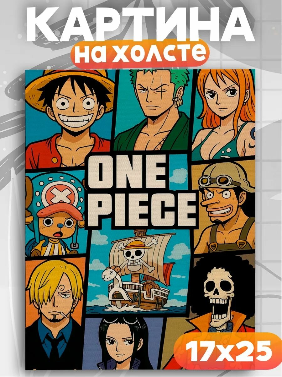 Картина на стену Ван пис One piece, на подрамнике, 1шт, 25х17 размер.