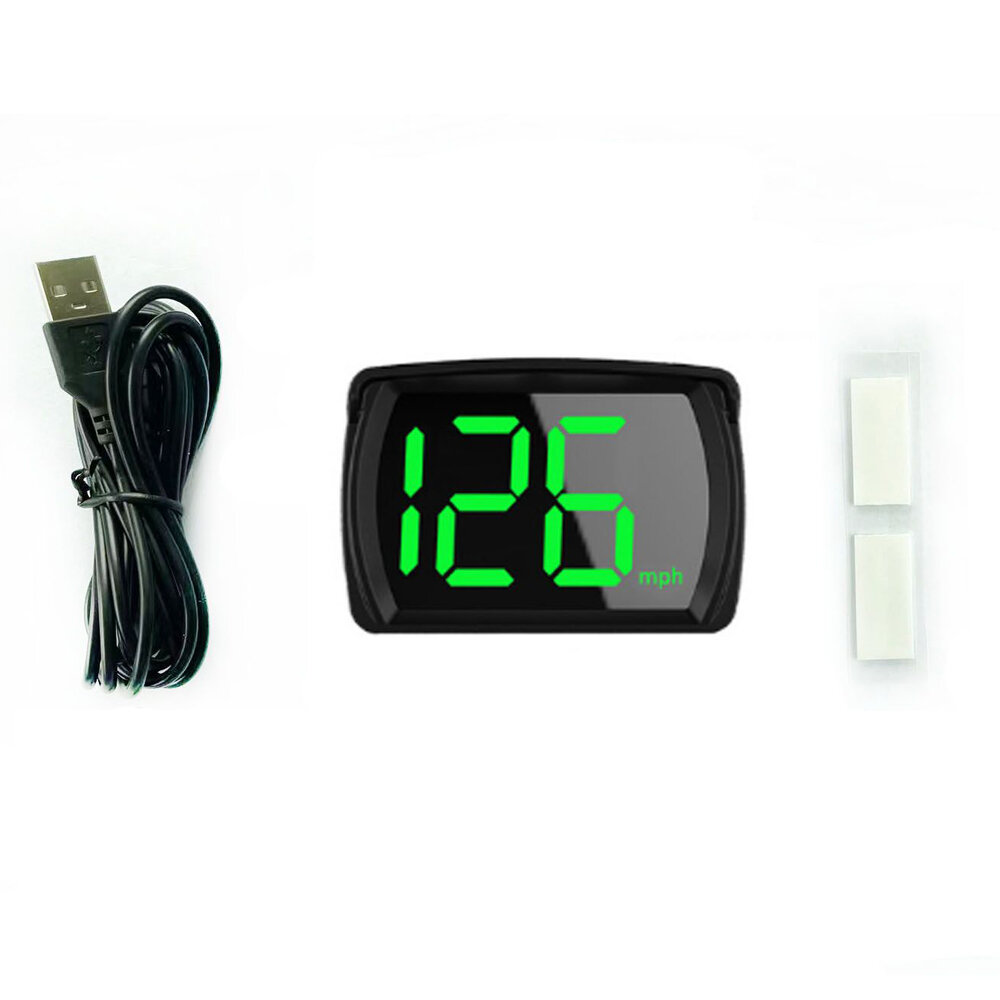 Car HUD Headup Display KM/H MPH GPS Digital Speedometer with LED Large Font Display для автомобиля, грузовика, внедорожника, мотоцикла, черный цвет, материал ABS, напряжение 12-24V, USB 5V