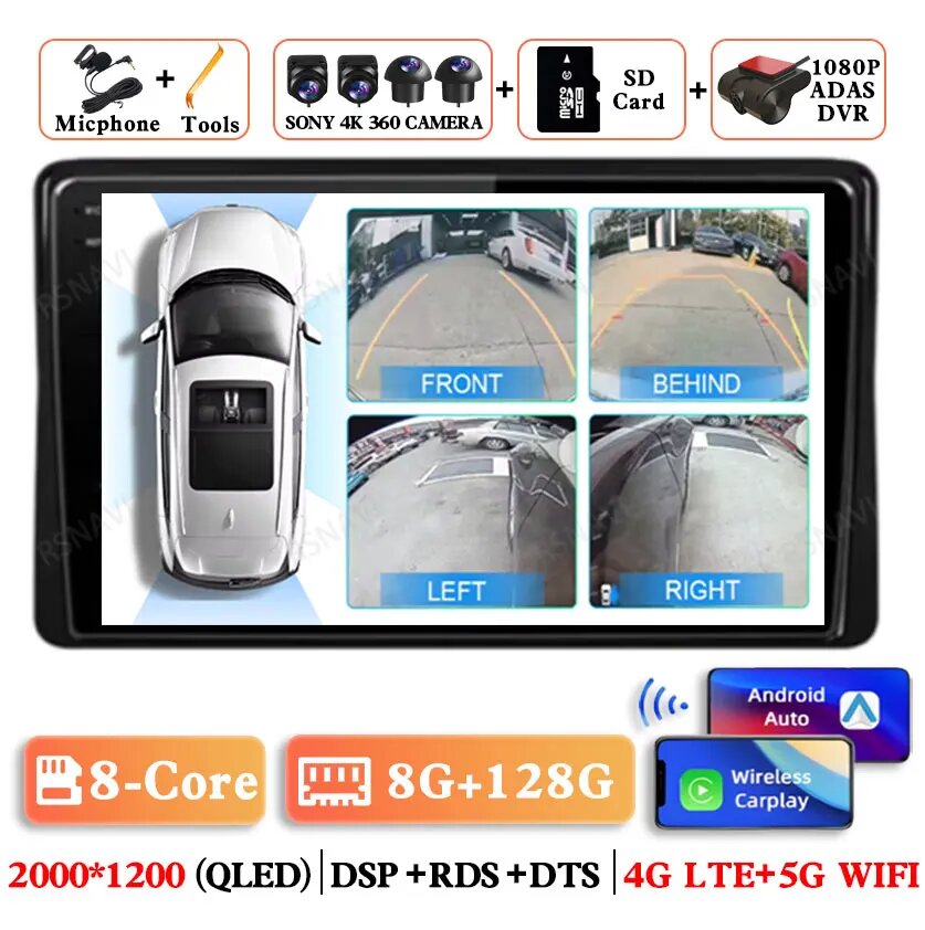 Android автомагнитола 2K 8G-128G 360 DVR для Renault Duster/Arkana