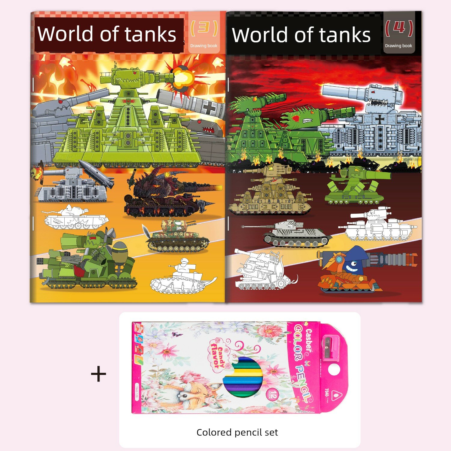 Набор томов World of Tanks: 2 книги (3+4) с набором цветных карандашей