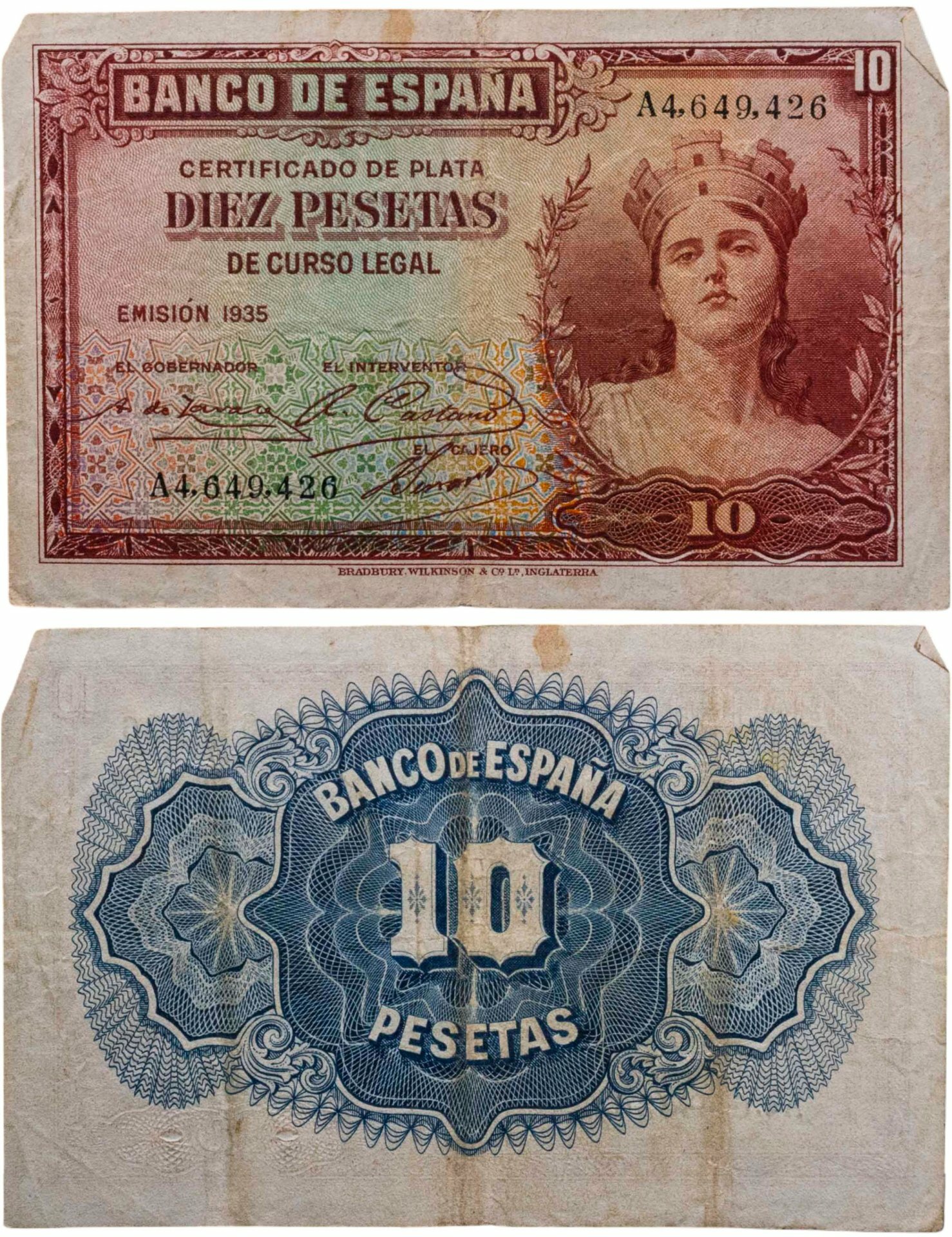 Испания 10 песет 1935