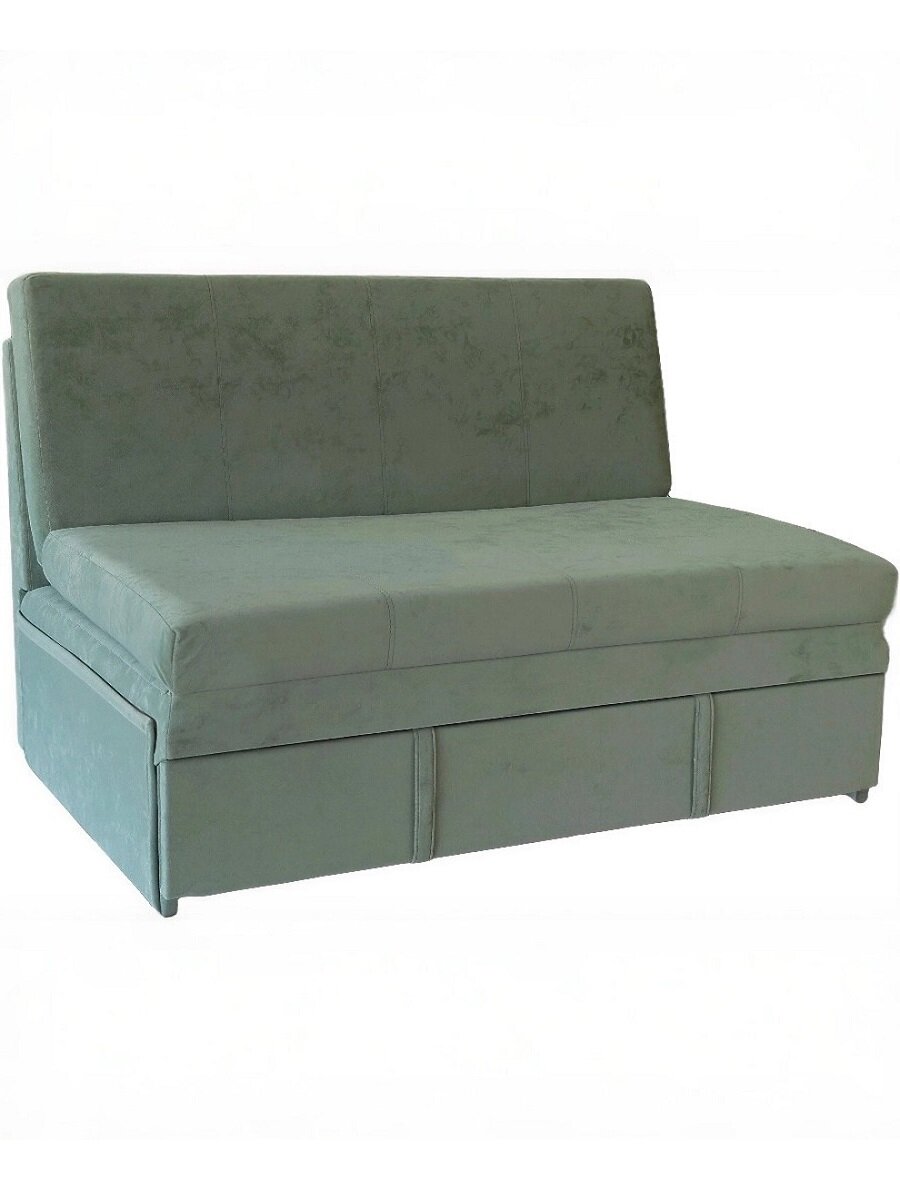 Диван-кровать StylChairs Кира, раскладной, без подлокотников, с ящиком, 120x81x83см, велюр оливковый