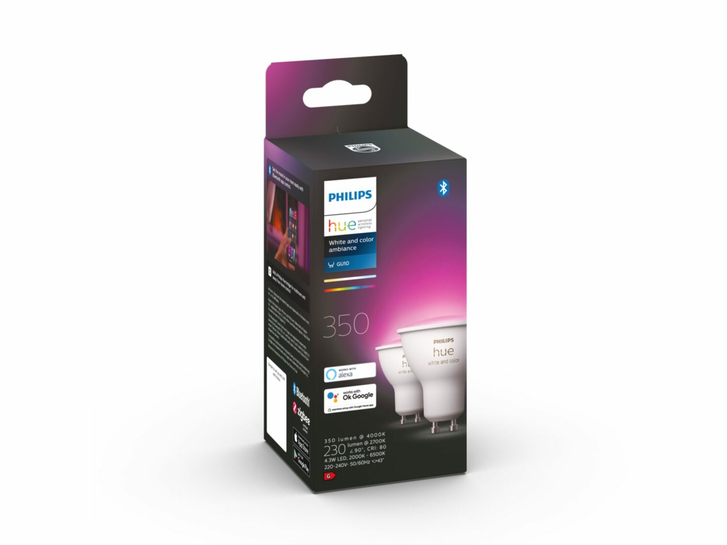 Умные лампы Philips Hue White and Color Ambiance Bluetooth GU10 4.3Вт 2 шт 400лм
