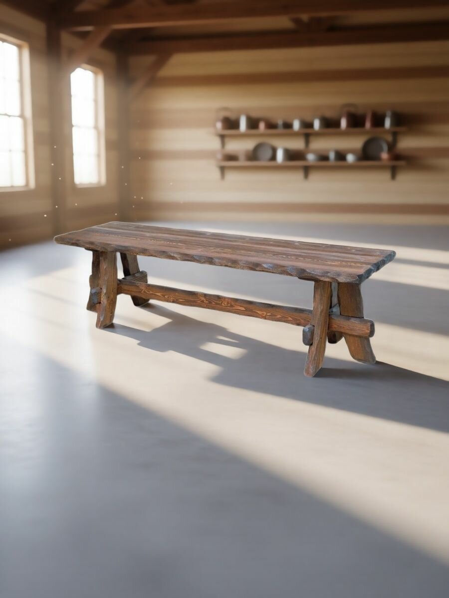 Лавка деревянная Ирбея №11, 180х45х45 см. натуральное дерево, массив сосны