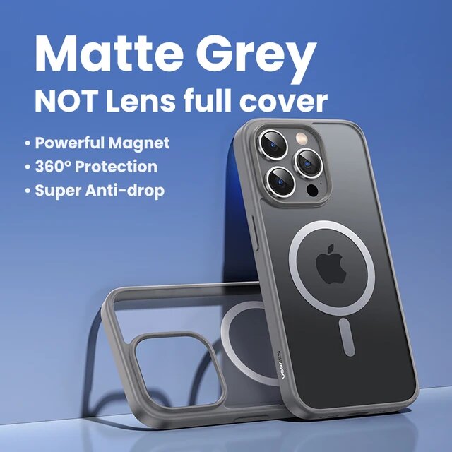Противоударный магнитный чехол UGREEN для iPhone 15 Pro, также совместим с iPhone 15/14/13 Pro Max/15 Plus, сертифицирован Macsafe, матовый TPU-каркас.