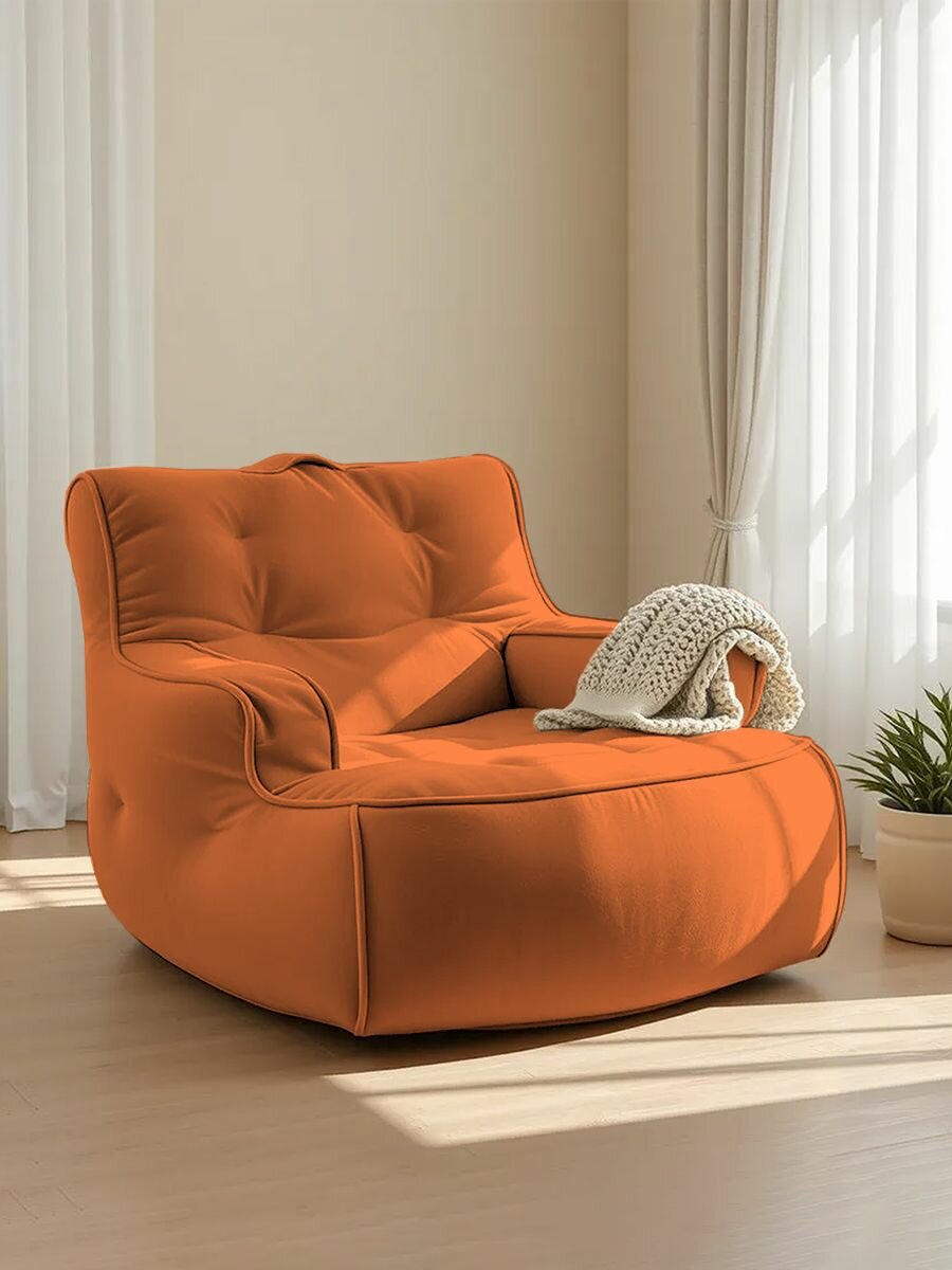 Современное кресло для отдыха aLounge - Tranquility Armchair - Terra Cocta (велюр, терракотовый) - бескаркасная мягкая мебель в гостиную, спальню, зону ожидания