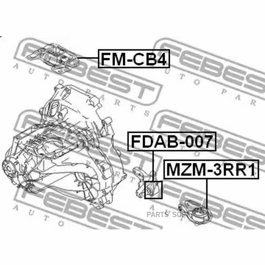 Опора двигателя Ford C-Max 03-, Focus II 04- левая \ FEBEST FM-CB4 FEBEST FMCB4 | цена за 1 шт
