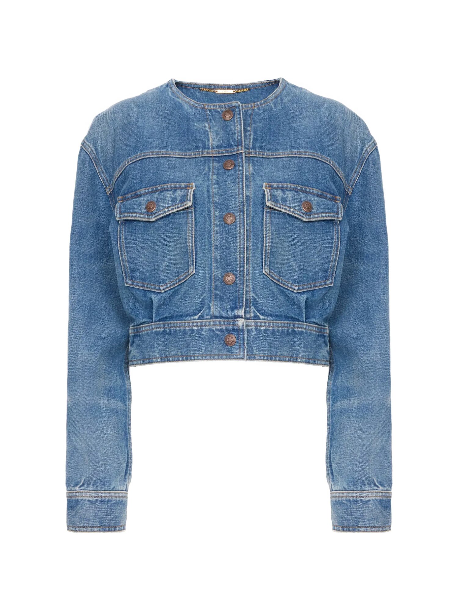 Куртка Collarless patch-pocket denim jacket