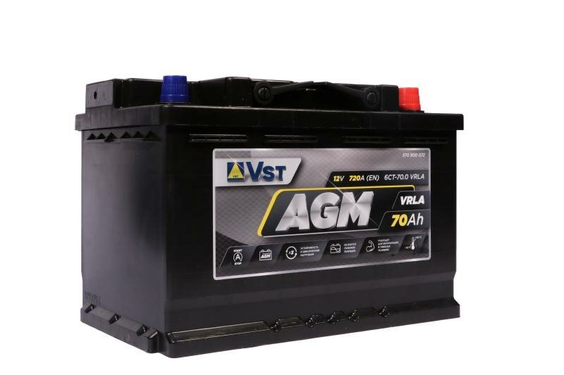 Аккумулятор автомобильный VST 570900072 AGM StopGo, 70 а. ч. 720А,570900072