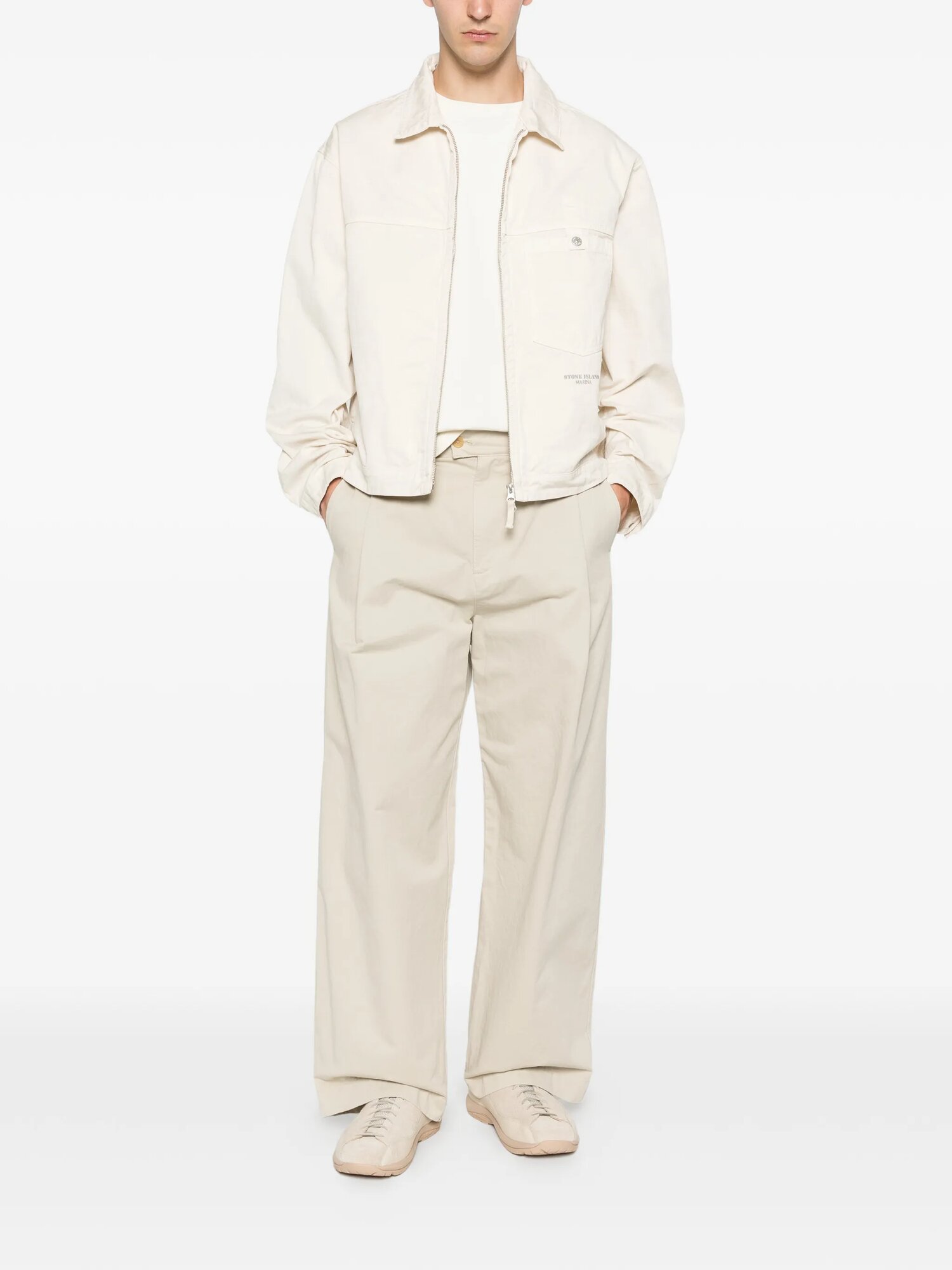 Куртка Stone Island Logo-embroidered shirt jacket, размер M, разноцветный — фото 1