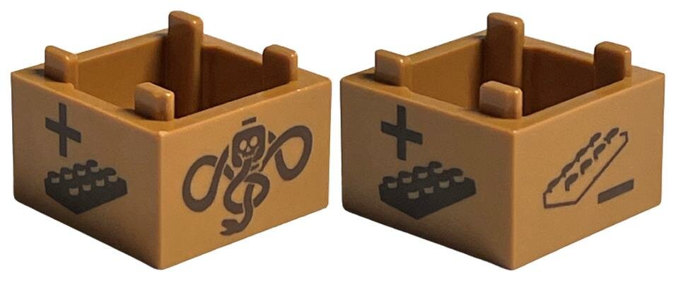 Деталь Lego 35700pb08 Container, Box 2 x 2 x 1 - Top Opening with Flat Inner Bottom with HP Game Spinner / Dreidel Actions with Dark Mark, Plus and Minus Signs, and Plates Pattern