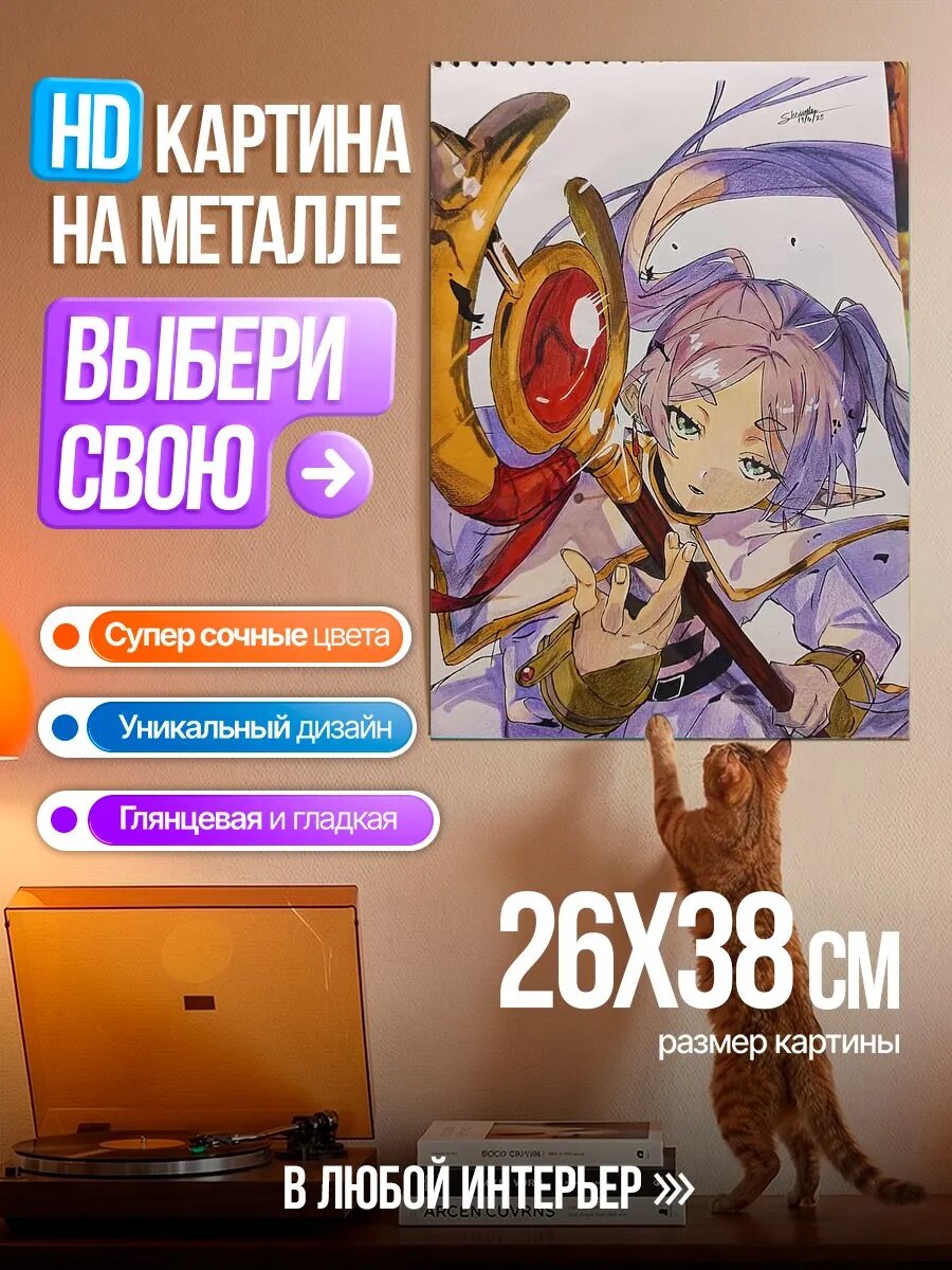 Картина на HD металле Девушка с посохом